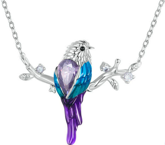 925 sterling silver necklace in the shape of a colorful bird – Fathy ...