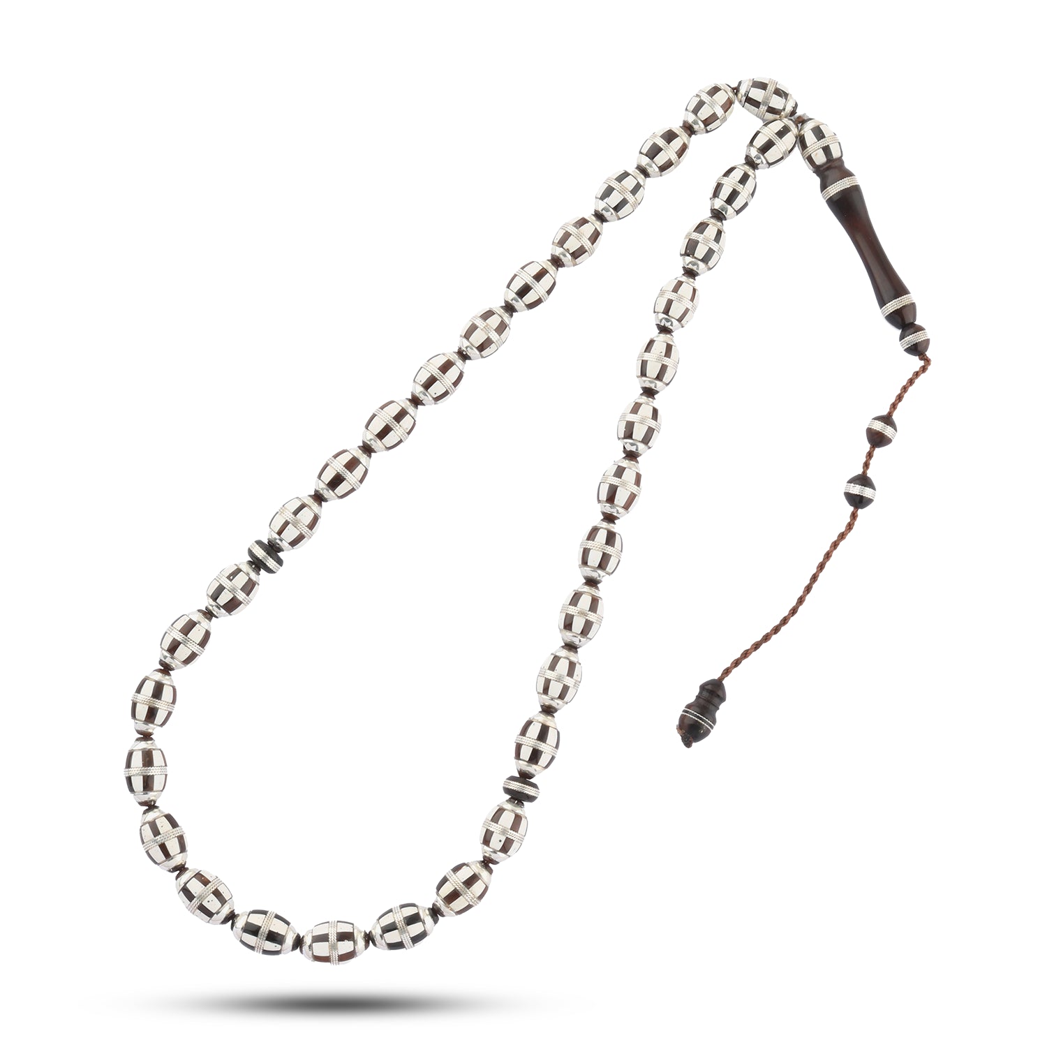 kook Wood Rosary – 33 Beads Inlaid with 999 Silver – Elegant Design ...