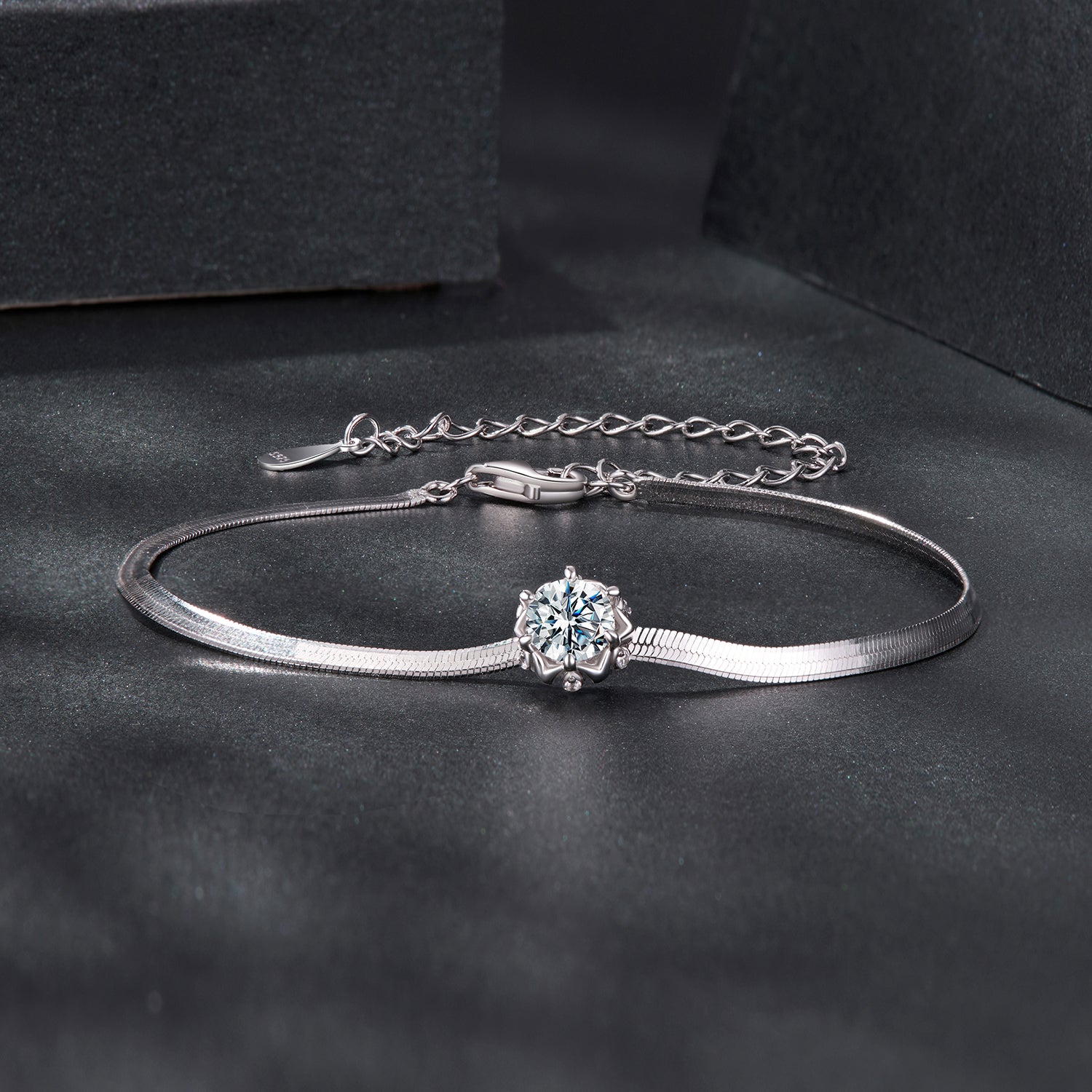 Flower Bracelet with Moissanite Stone – 925 Silver – Fathy Ibrahim ...