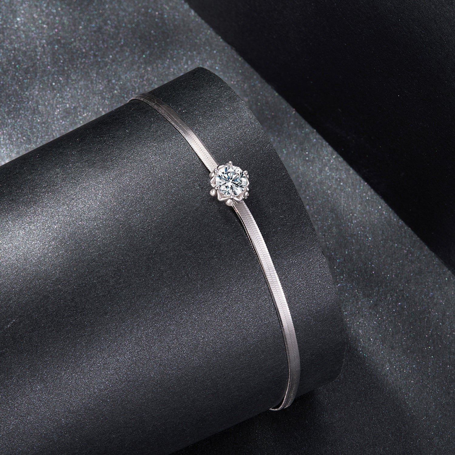 Flower Bracelet with Moissanite Stone – 925 Silver – Fathy Ibrahim ...