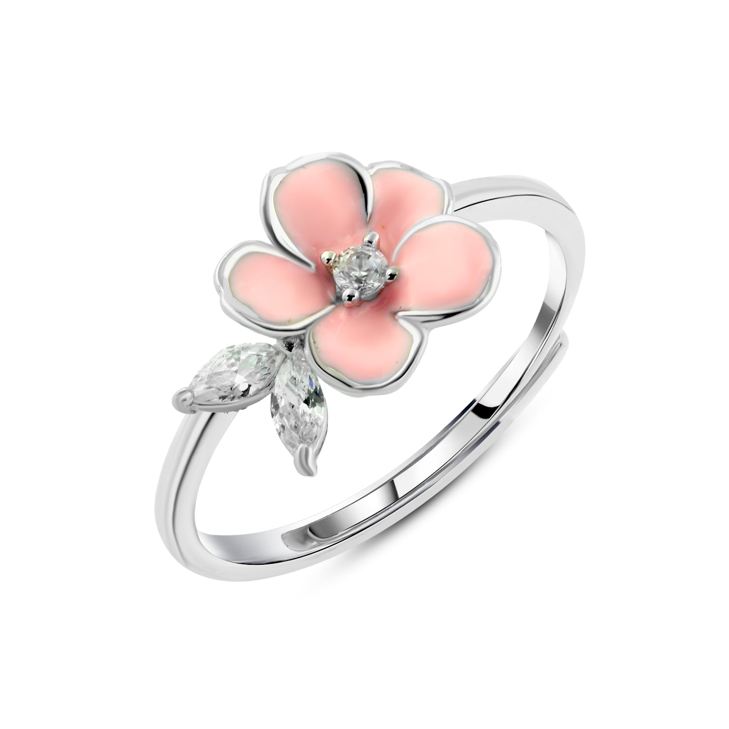Open Pink Flower Ring – 925 Silver – Fathy Ibrahim - فتحي إبراهيم