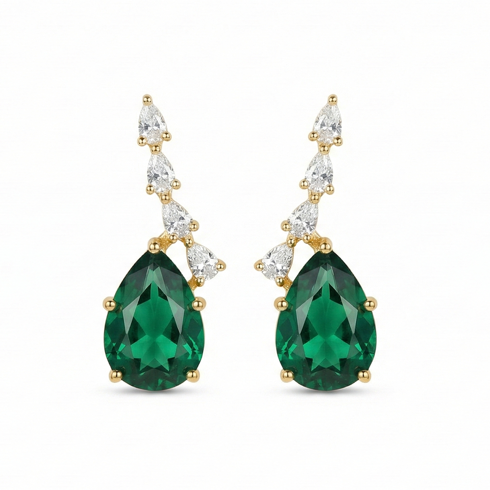 Elegant 925 Silver Drop Earrings with Green Stone – Fathy Ibrahim ...