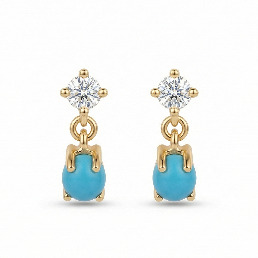 Elegant 925 Silver Drop Earrings with Turquoise Stone – Fathy Ibrahim ...