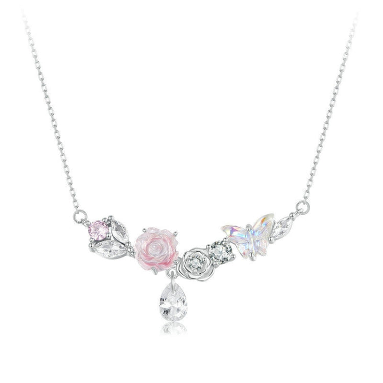 Rose, Butterfly and Dangling 925 Silver Necklace – Fathy Ibrahim - فتحي ...